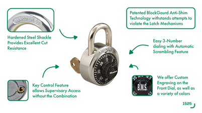 Master Lock 1525 General Security Combination Padlock with Key Control — MasterLocks.com
