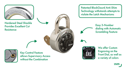 Master Lock 1525 General Security Combination Padlock with Key Control ...