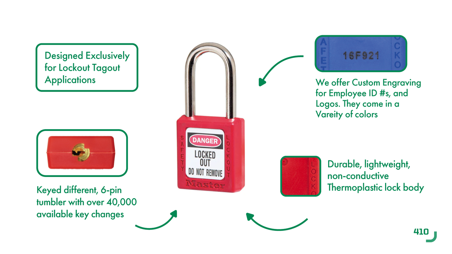 Master Lock 410 Zenex™ Thermoplastic Safety Padlock — MasterLocks.com