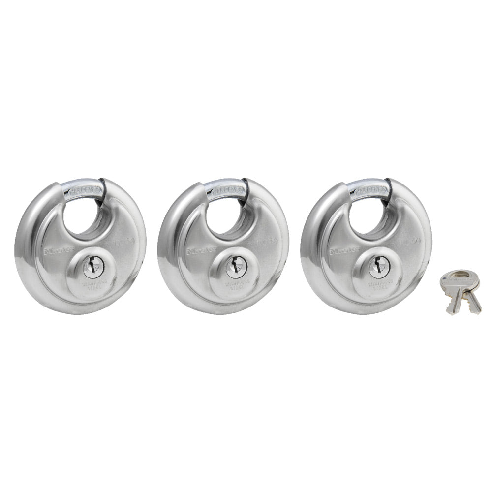 Master Lock 40TRI wide stainless steel shrouded padlock, 3-pack 2-3/4i ...